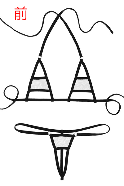 [極小水着]変形ブラトップ＆オープンクロッチスタイルのマイクロビキニ / ホワイト – ファニービキニ(FunnyBikini)